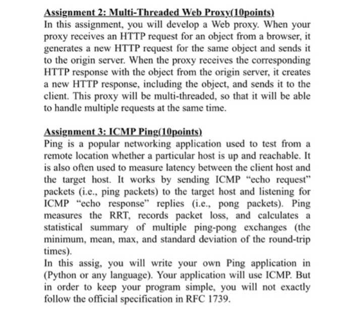 Assignment 2: Multi-Threaded Web Proxy(10points) In | Chegg.com