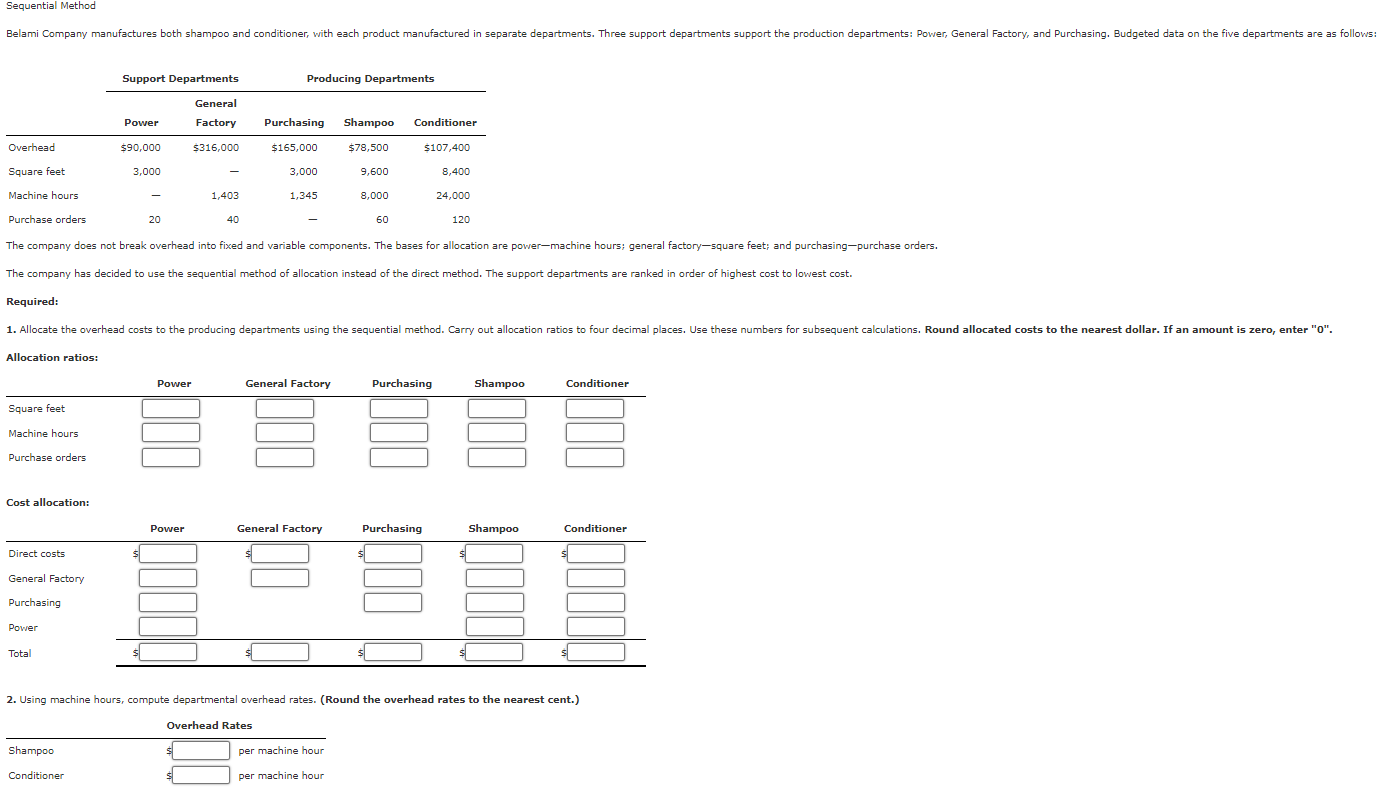 Solved Required: Allocation ratios: Cost allocation: 2. | Chegg.com