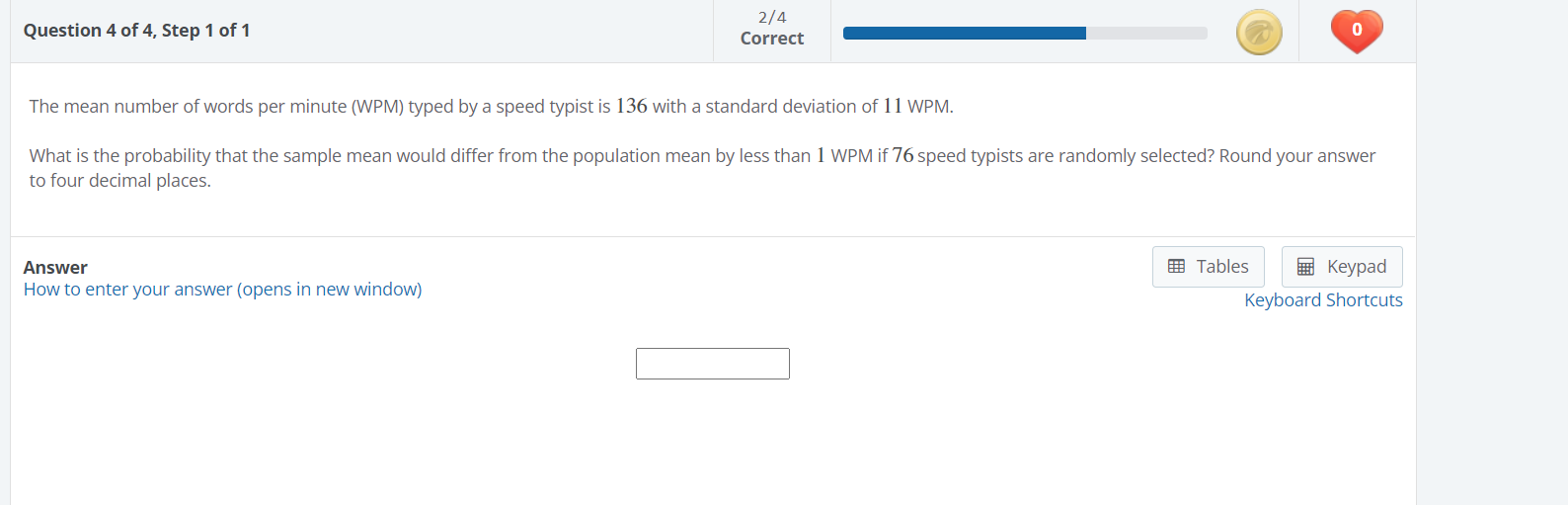 Solved The mean number of words per minute (WPM) typed by a | Chegg.com