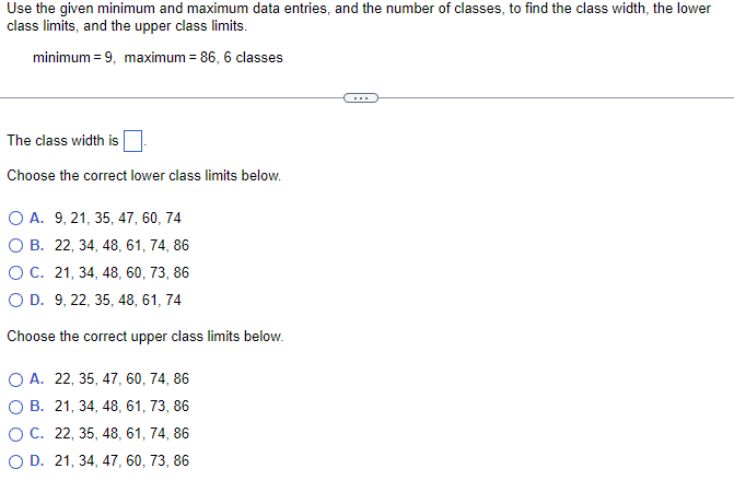 Solved Use the given minimum and maximum data entries, and | Chegg.com