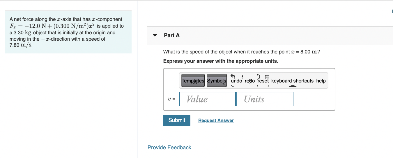 Solved A net force along the x-axis that has x-component Fx | Chegg.com