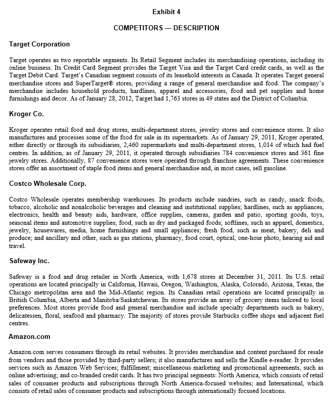 Solved Exhibit 4 COMPETITORS – DESCRIPTION Target | Chegg.com