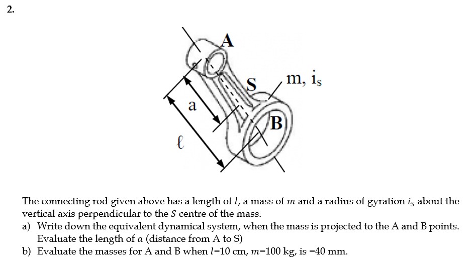 Solved The connecting rod given above has a length of l, ﻿a | Chegg.com