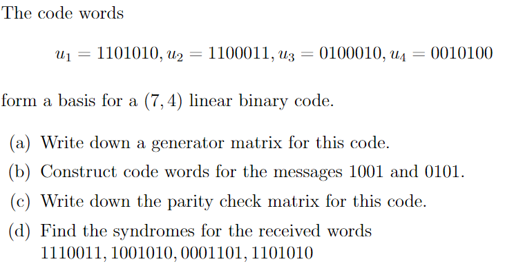 Solved The code words | Chegg.com