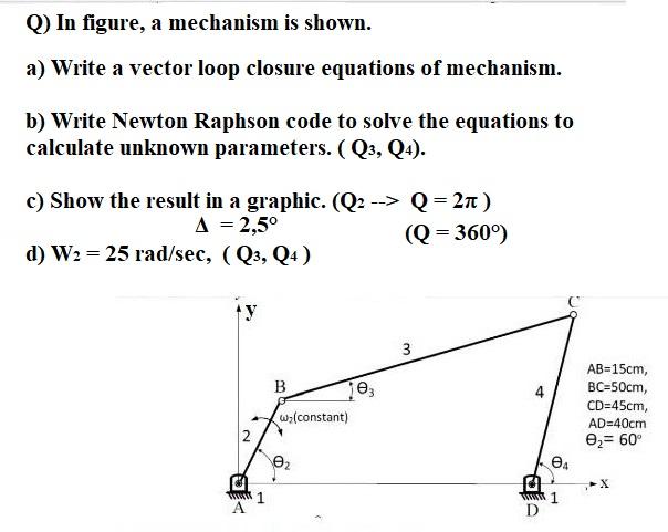 Q) In figure, a mechanism is shown. a) Write a vector | Chegg.com