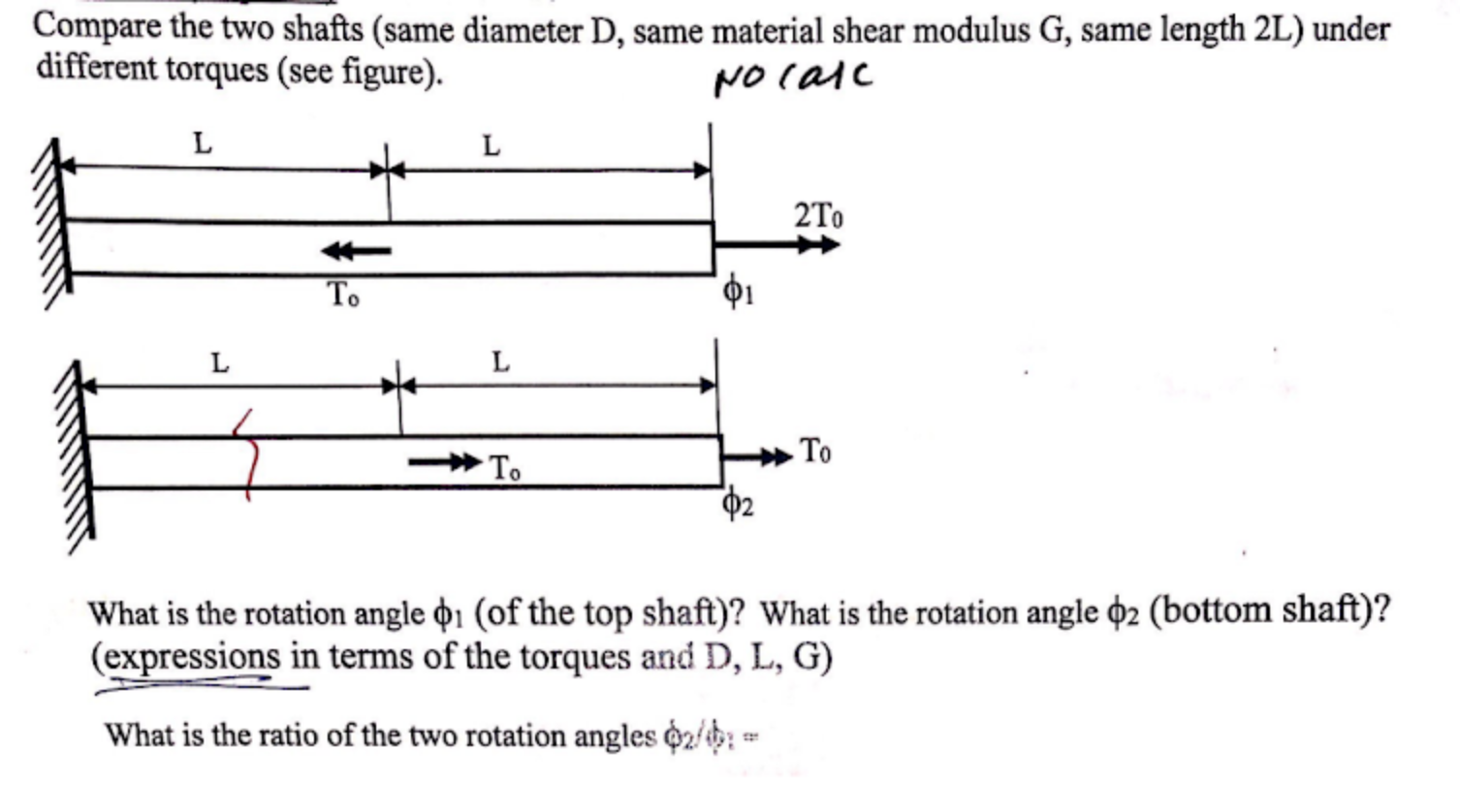Solved Compare the two shafts (same diameter D, same | Chegg.com