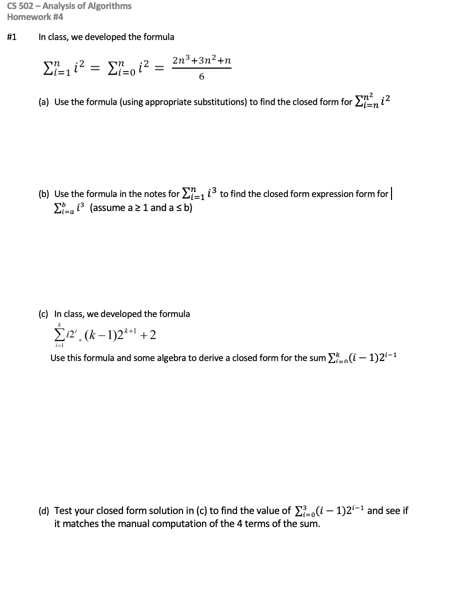 Solved 1 In class, we developed the formula | Chegg.com