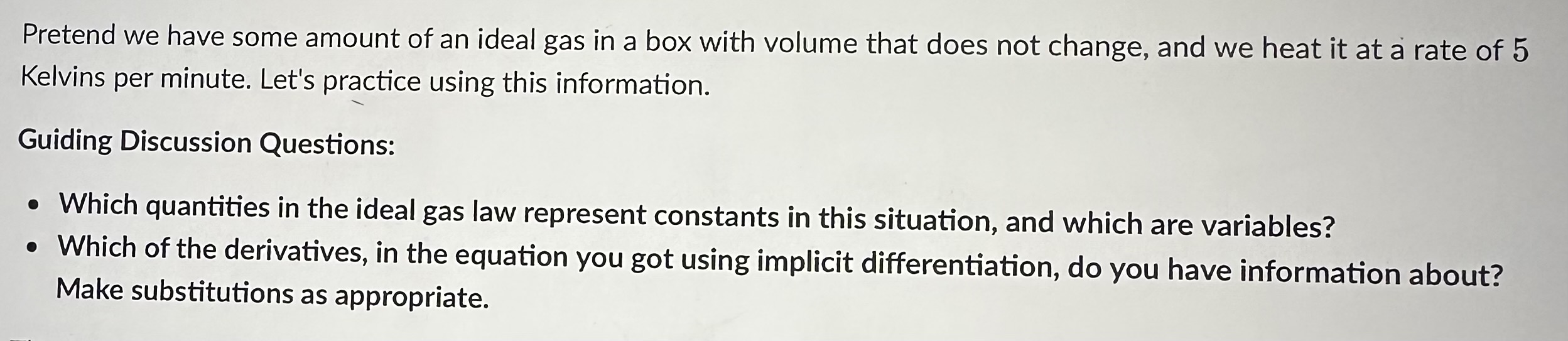 Solved Pretend we have some amount of an ideal gas in a box | Chegg.com
