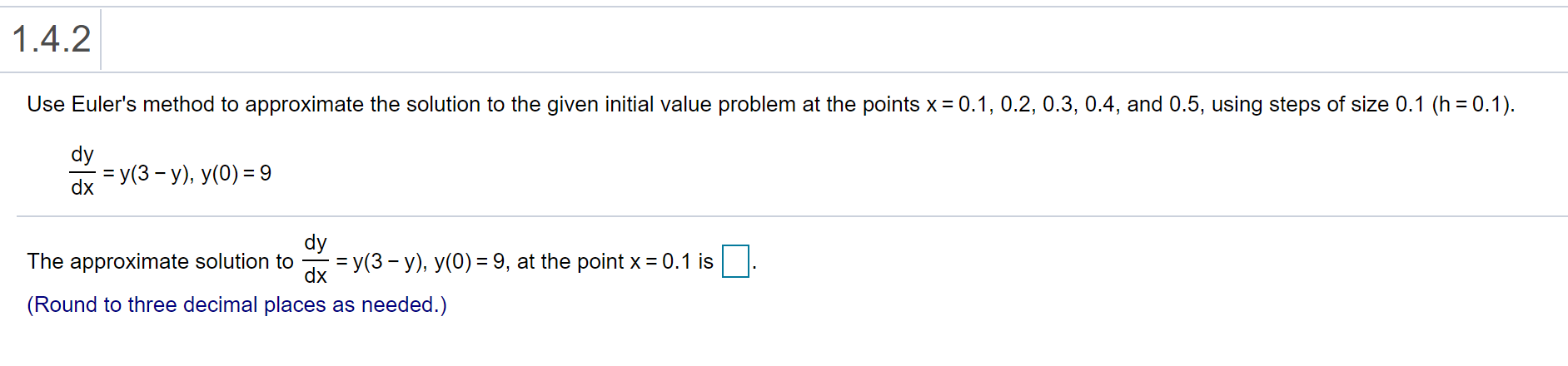 Solved 1.4.2 Use Euler's method to approximate the solution | Chegg.com