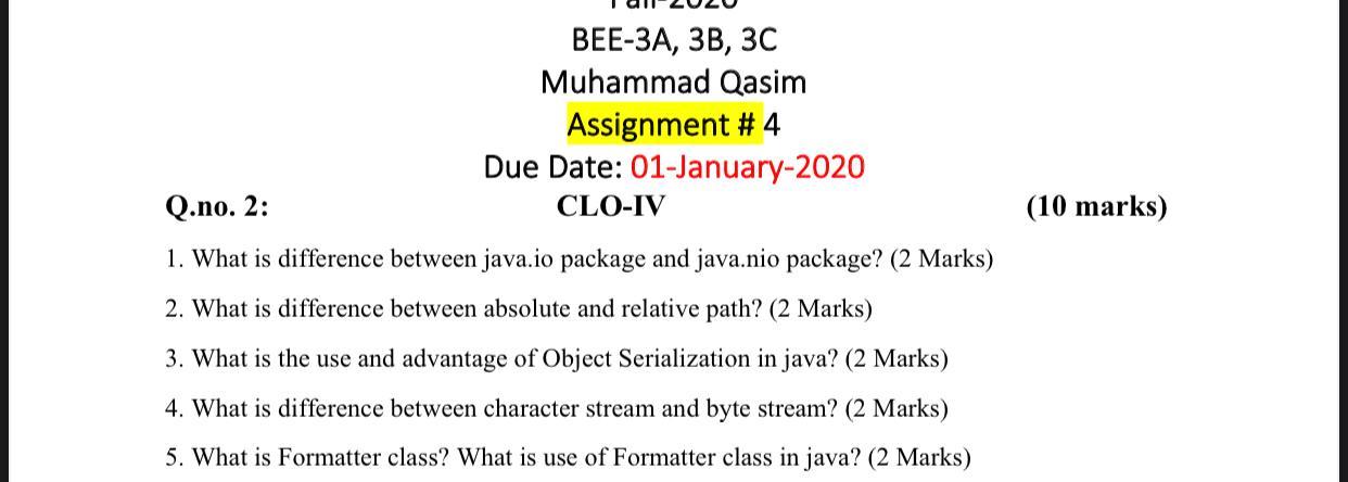 Solved (10 marks) BEE-3A, 3B, 3C Muhammad Qasim Assignment | Chegg.com