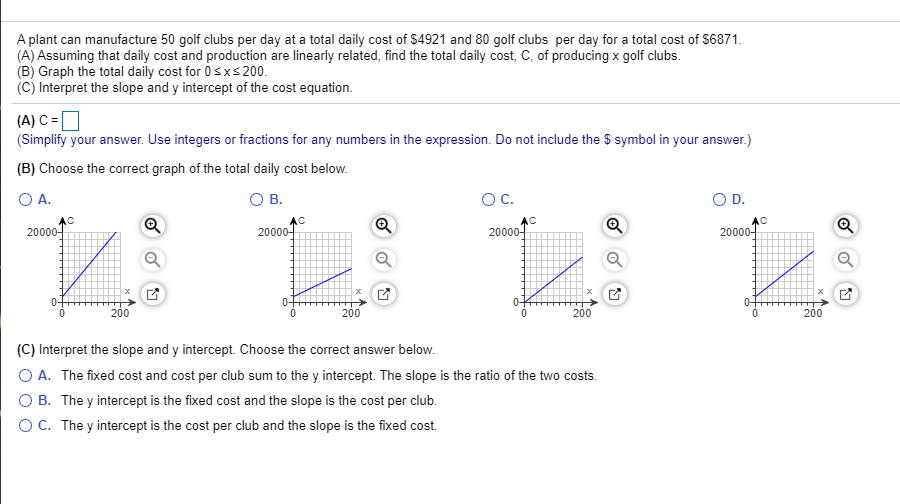 Solved A plant can manufacture 50 golf clubs per day at a | Chegg.com