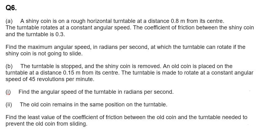 Solved (a) A shiny coin is on a rough horizontal turntable | Chegg.com