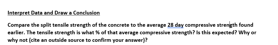 Solved Split Tensile Testing (ASTM C496) The following | Chegg.com