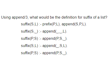 Solved Using append/3, what would be the definition for | Chegg.com