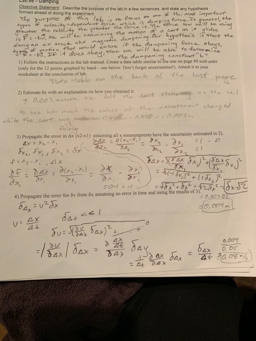 Need help finding the uncertainty on ln(v) on the | Chegg.com