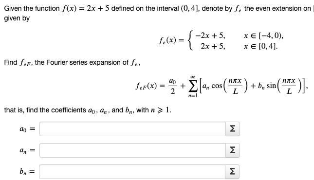 Solved Given the function f(x)=2x+5 defined on the interval | Chegg.com