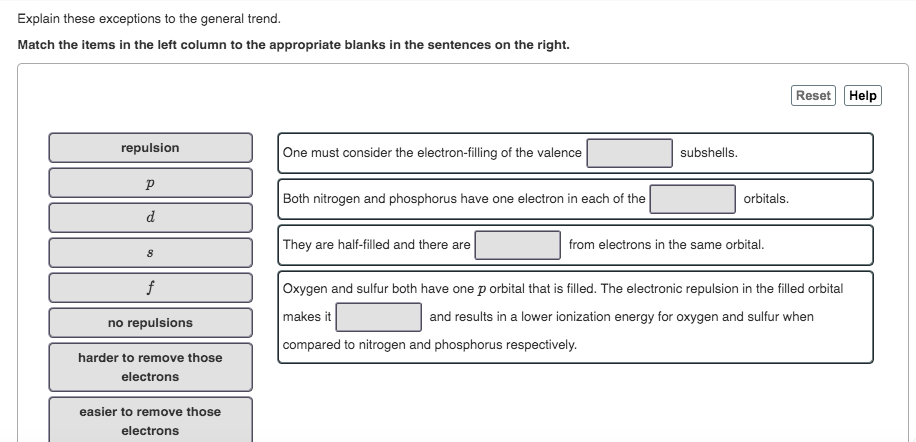 Solved Explain these exceptions to the general trend. Match | Chegg.com