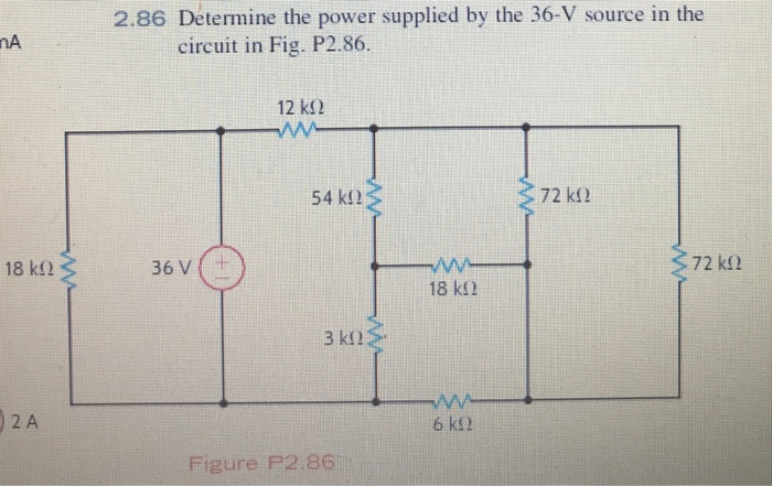 Solved 2.86 Determine the power supplied by the 36-V source | Chegg.com