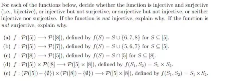 Solved For each of the functions below, decide whether the | Chegg.com