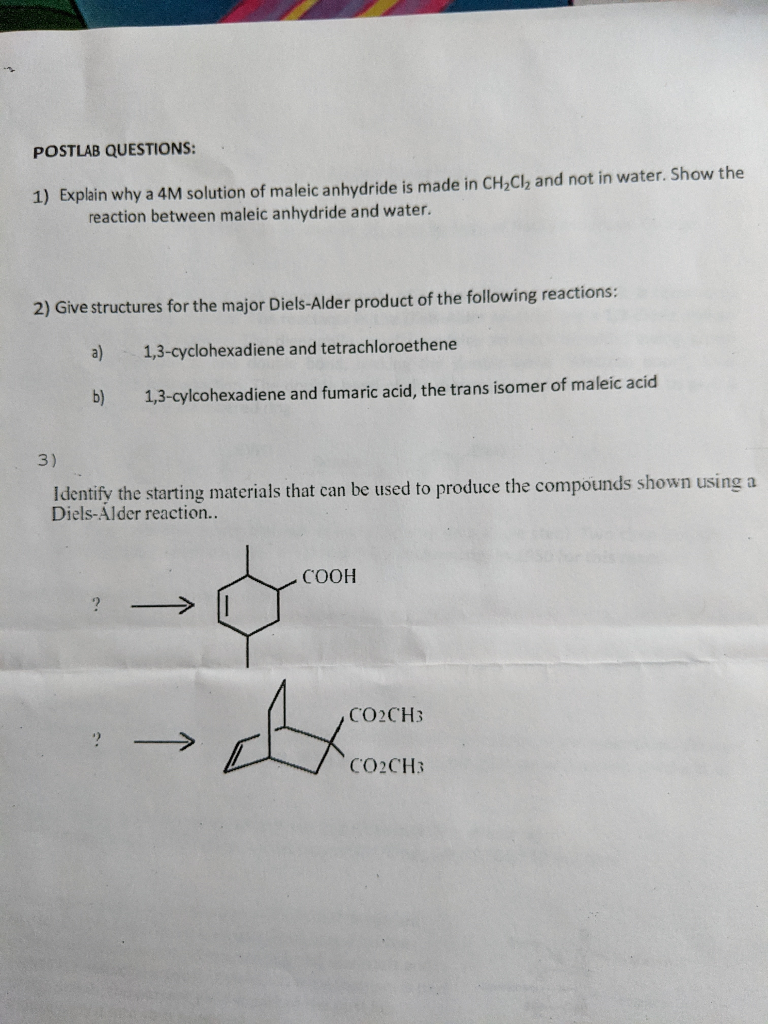 Solved POSTLAB QUESTIONS: 1) Explain why a 4M solution of | Chegg.com