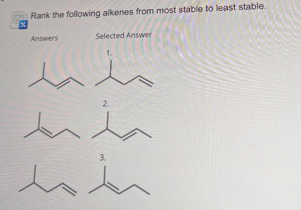 Solved Rank the following alkenes from most stable to least | Chegg.com