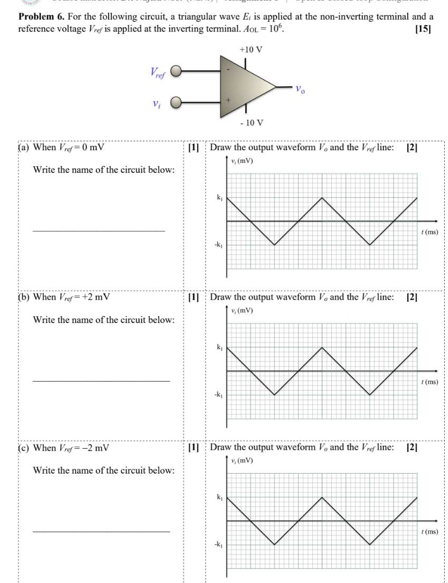Solved Problem 6. For the following circuit, a triangular | Chegg.com