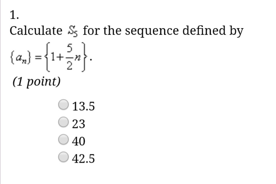 Solved Calculate Ss for the sequence defined by (1 point) | Chegg.com