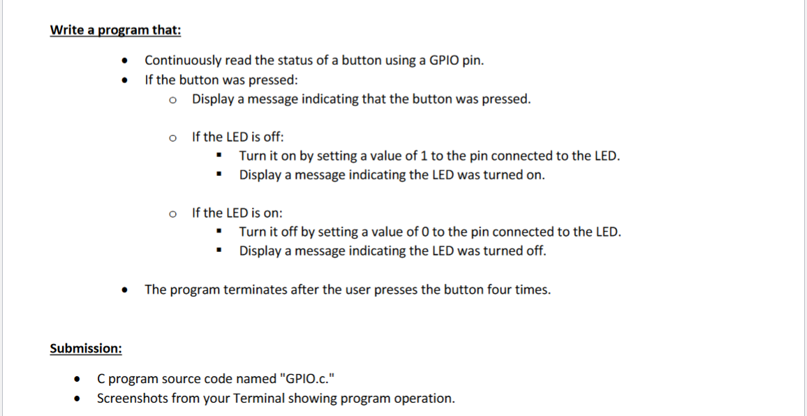 Solved Write a program that: - Continuously read the status | Chegg.com