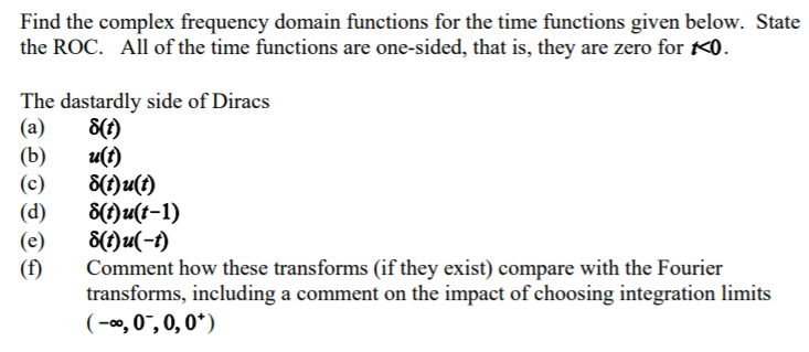 Solved Find the complex frequency domain functions for the | Chegg.com