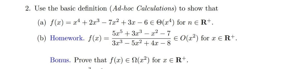 Solved 2. Use the basic definition (Ad-hoc Calculations) to | Chegg.com