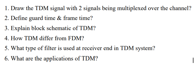 Solved 1. Draw the TDM signal with 2 signals being | Chegg.com