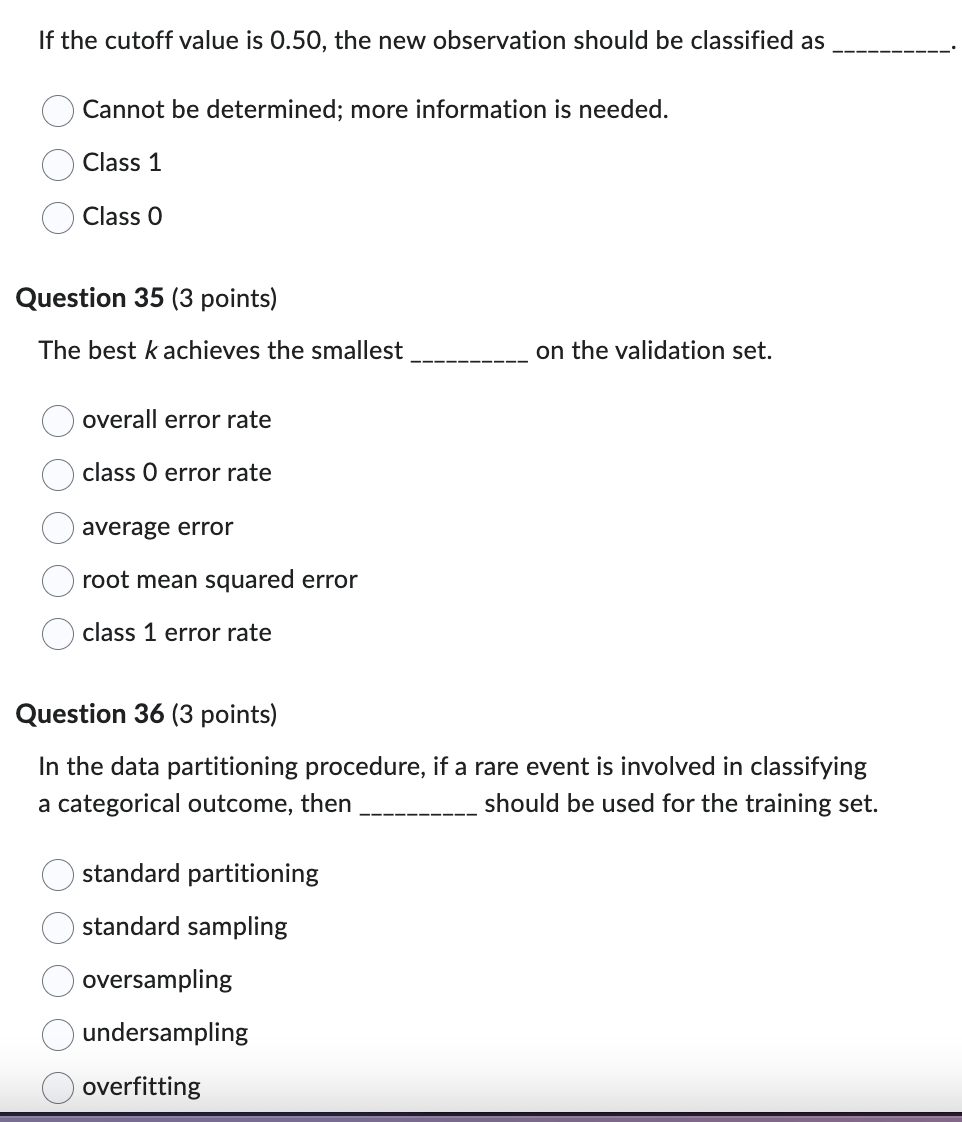 In the k-Nearest Neighbors method for classification, | Chegg.com