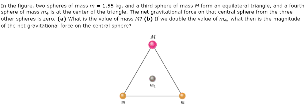 Solved In the figure, two spheres of mass m1.55 kg. and a | Chegg.com