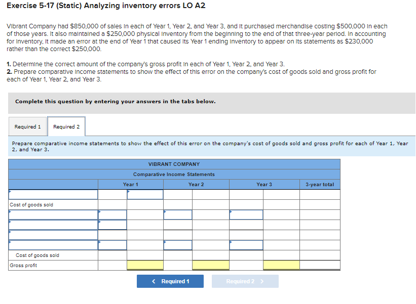 Solved Exercise 5-17 (Static) Analyzing inventory errors LO | Chegg.com