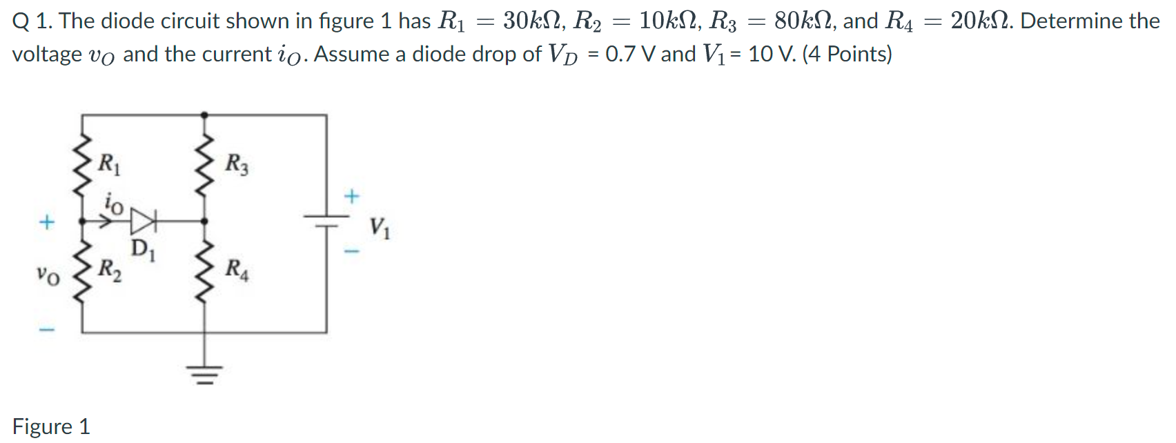 Solved Q 1. The diode circuit shown in figure 1 has | Chegg.com