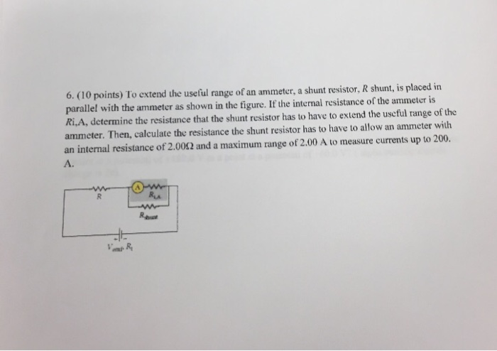 Solved To extend the useful range of an ammeter, a shunt | Chegg.com