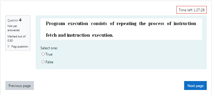 Solved Time left 1:27:28 Question 4 Program execution | Chegg.com