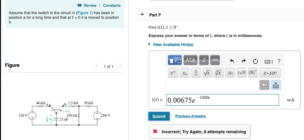 Solved Review Constants Assume that the switch in the | Chegg.com