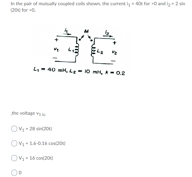 Solved In the pair of mutually coupled coils shown, the | Chegg.com