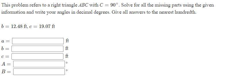 Solved This problem refers to a right triangle ABC with C = | Chegg.com
