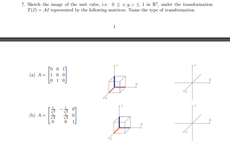 Solved Sketch the image of the unit cube, i.e. 0 ≤ x, y, z ≤ | Chegg.com
