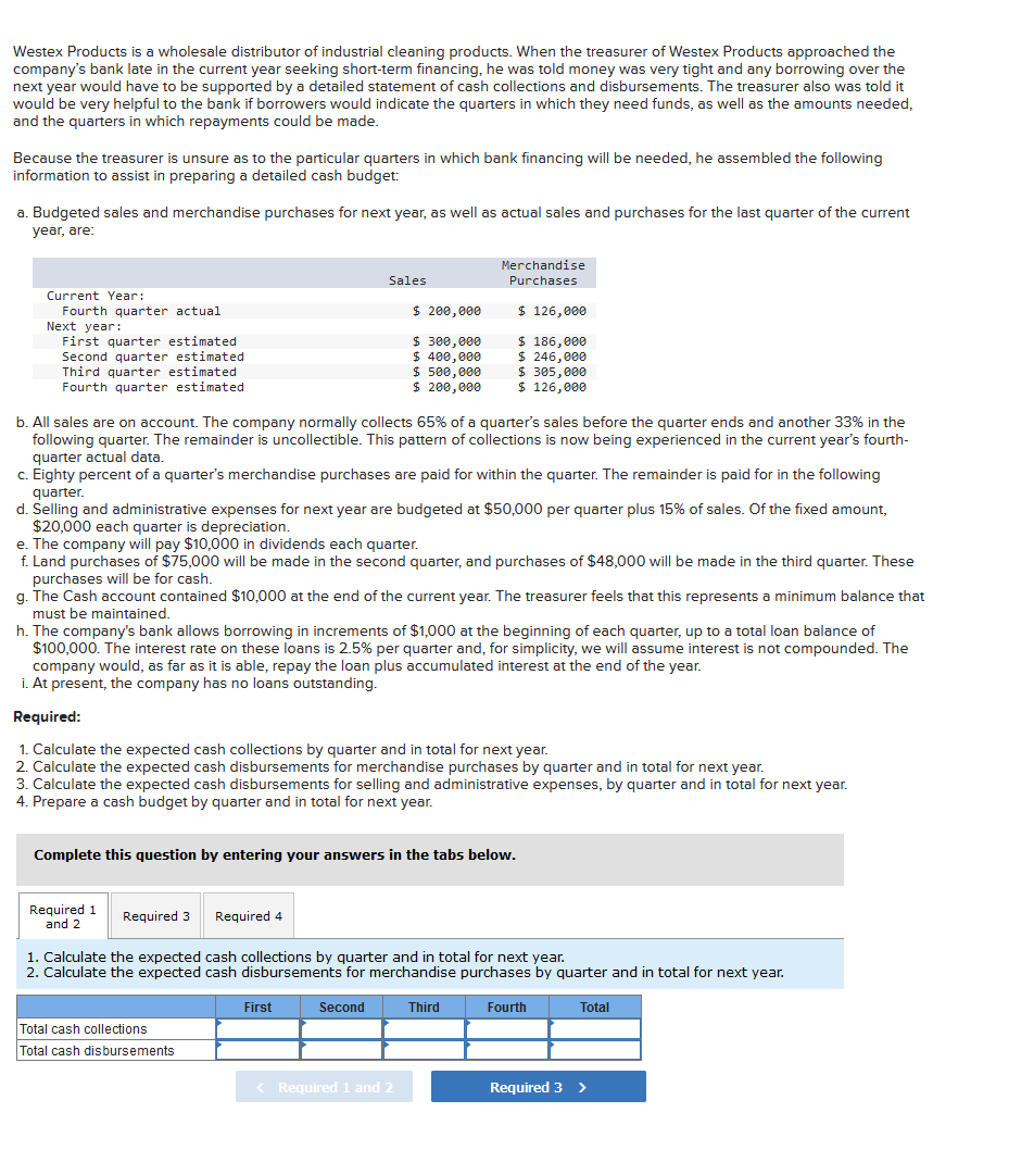 Solved Westex Products is a wholesale distributor of | Chegg.com