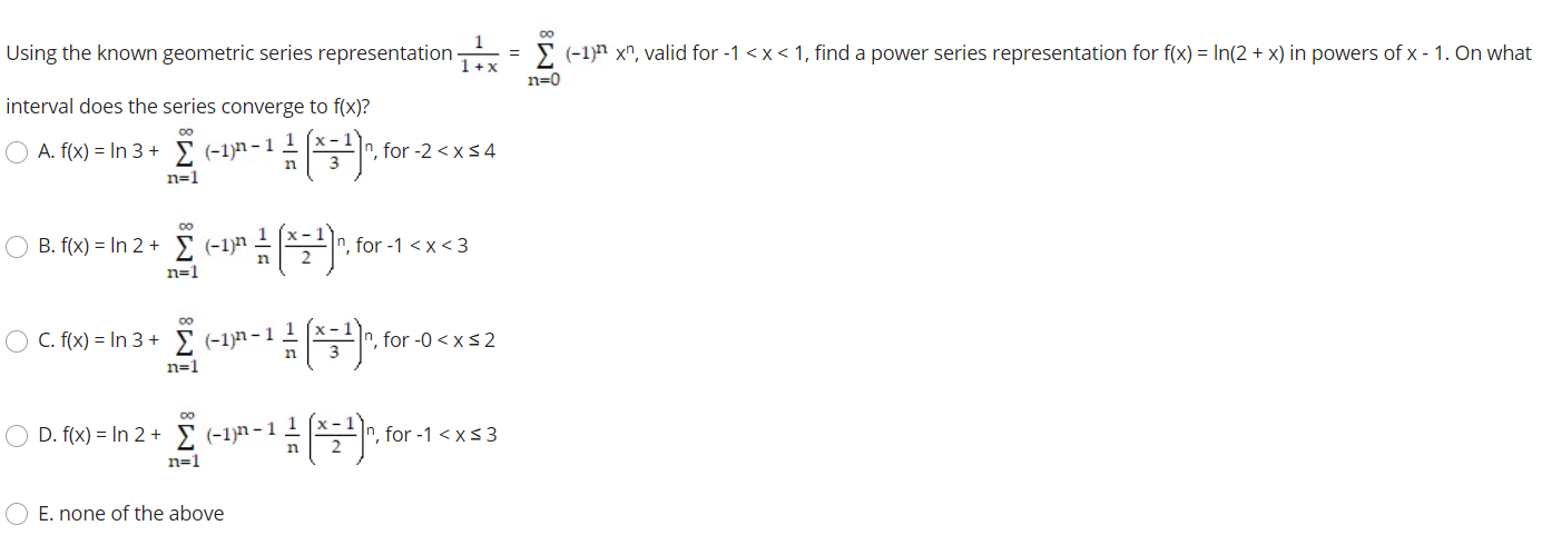 Solved DO 1 Using the known geometric series representation | Chegg.com