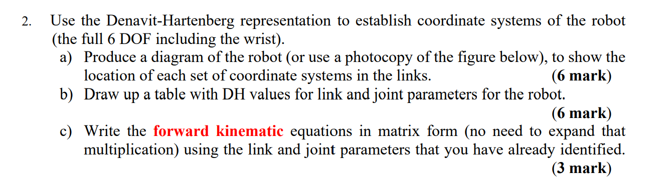 Solved 2. Use the Denavit-Hartenberg representation to | Chegg.com