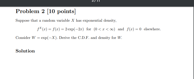 Solved Problem 1 (10 points) Given that a continuous random | Chegg.com
