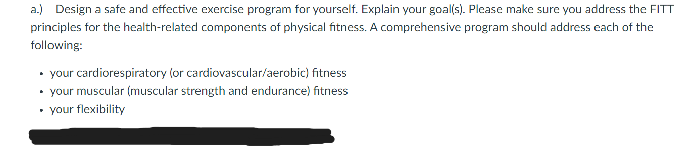a.) Design a safe and effective exercise program for | Chegg.com