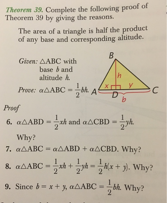 Solved Complete the following proof of Theorem 39 by giving | Chegg.com