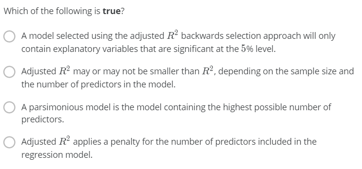 Solved Which of the following is true? A model selected | Chegg.com