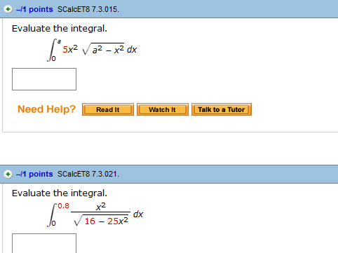 Solved 1 points SCalcET8 7.3.015 Evaluate the integral. 5x2 | Chegg.com