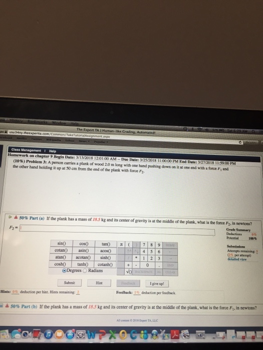 Solved The Expert TA I Homework on chapter 9 Begin Date: | Chegg.com